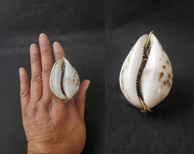 Cowrie Shell Ring, Cowrie Shell, Cowrie Shell Jewelry, Shell Ring ...