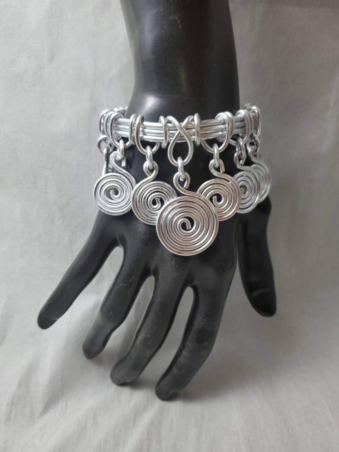 Silver Colored Wire Bracelet, Wire Wrapped Bracelet, Aluminum Wire ...