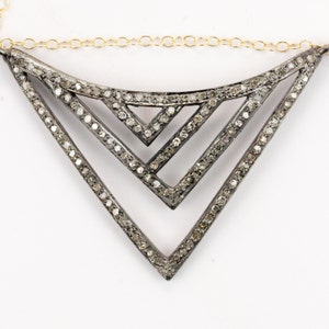 Abstract Pave Diamond Pendant - Gold Filled Chain - Minimalist Jewelry ...