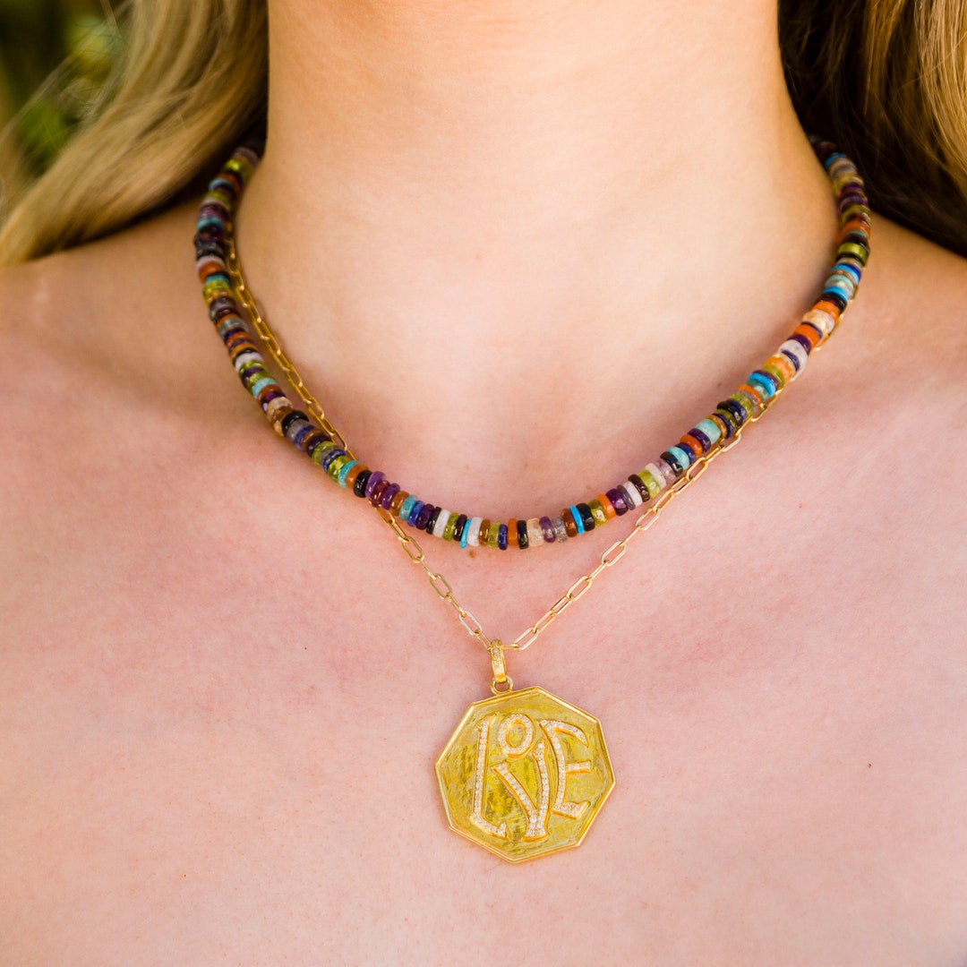 Multicolor Gemstone Beaded Necklace, Colorful Gemstone Necklace ...