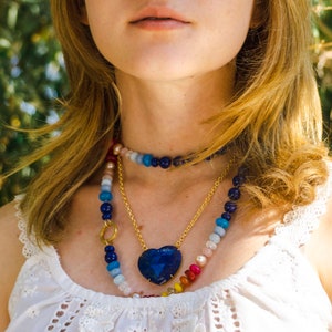 Lapis Heart Necklace, Lapis Heart Pendant, Heart Pendant, Lapis ...