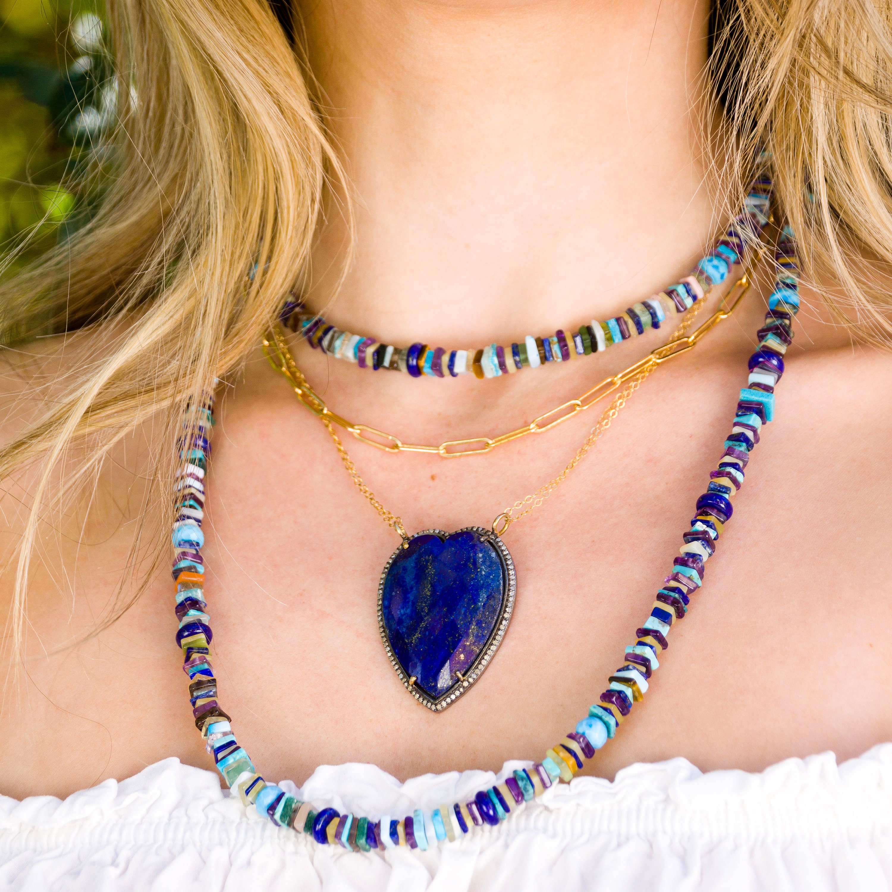Lapis Heart Necklace, Lapis and Diamonds Heart Pendant, Heart Pendant ...