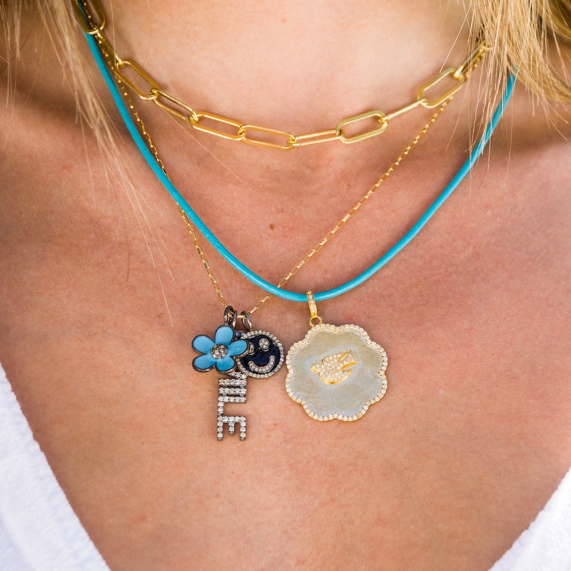 Diamond SMILE Charm Necklace Diamond Charm Necklace Happy - Etsy