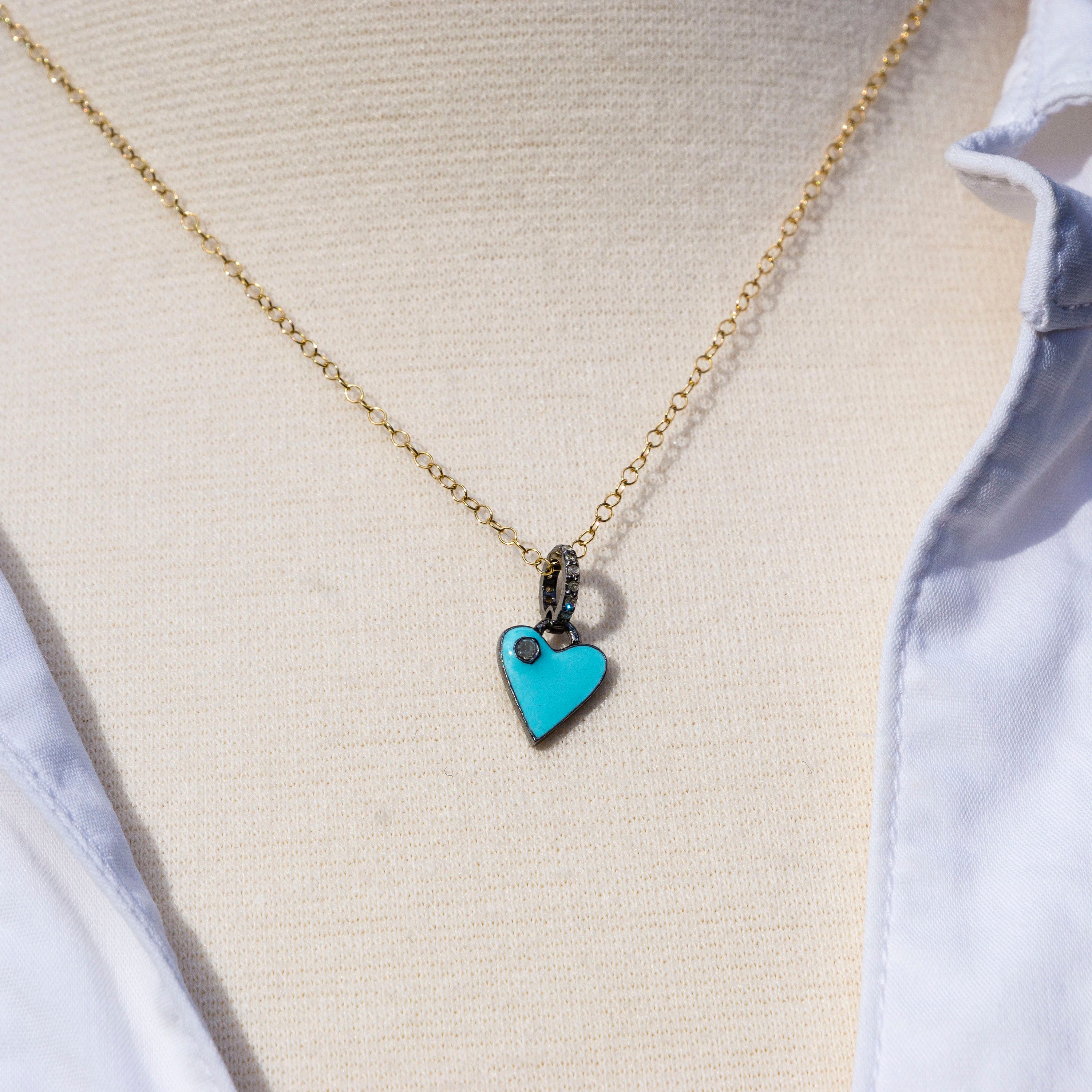 Enamel Heart Enamel Diamond Charm Diamond Heart Charm | Etsy