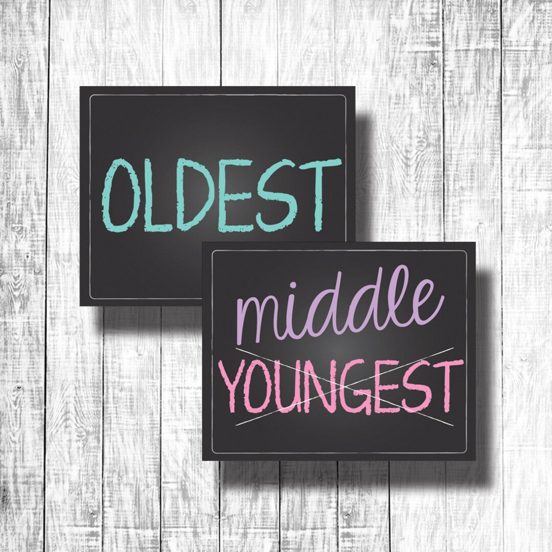 Pregnancy Announcement Signs, Oldest, Middle, Youngest, Photo Prop ...