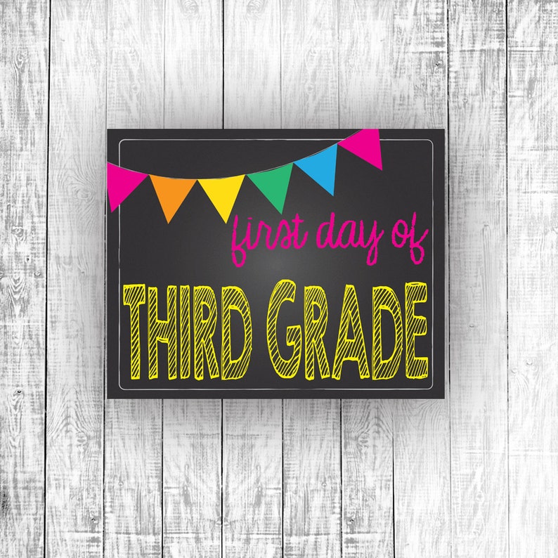 First Day of School (third Grade / 3rd Grade) Sign - Photo Prop ...