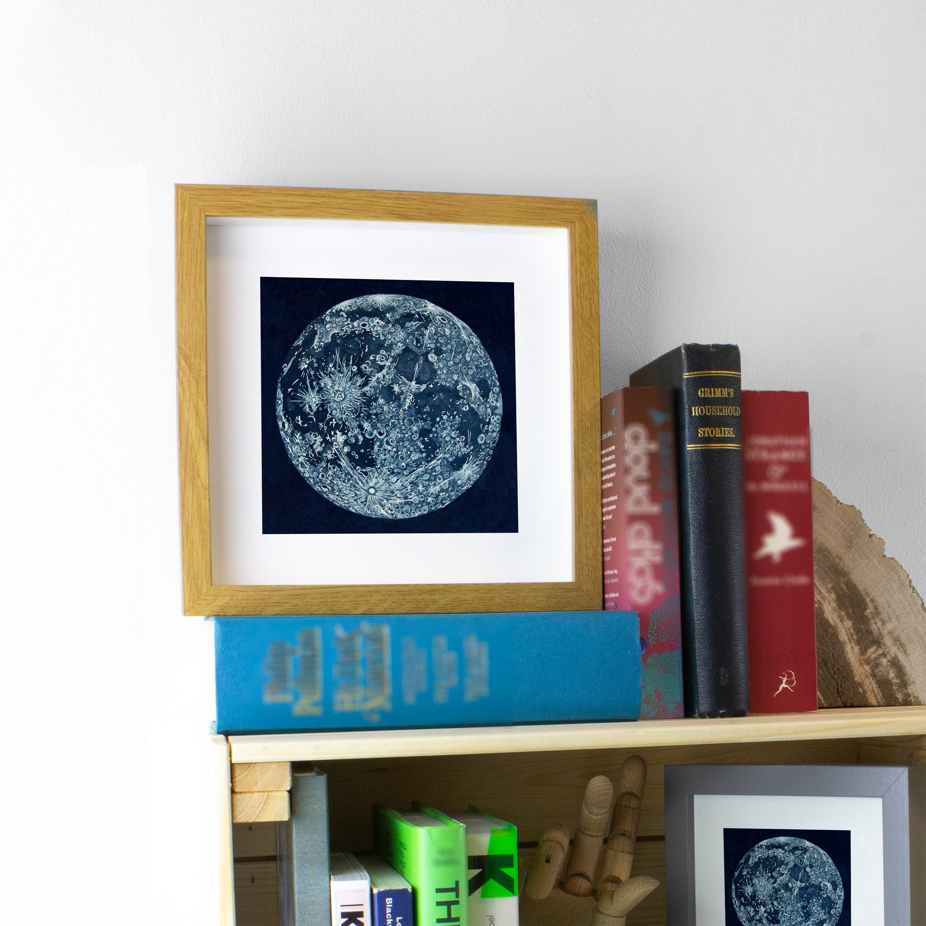 Blue Moon Etching Print, Full Moon Wall Decor - Etsy