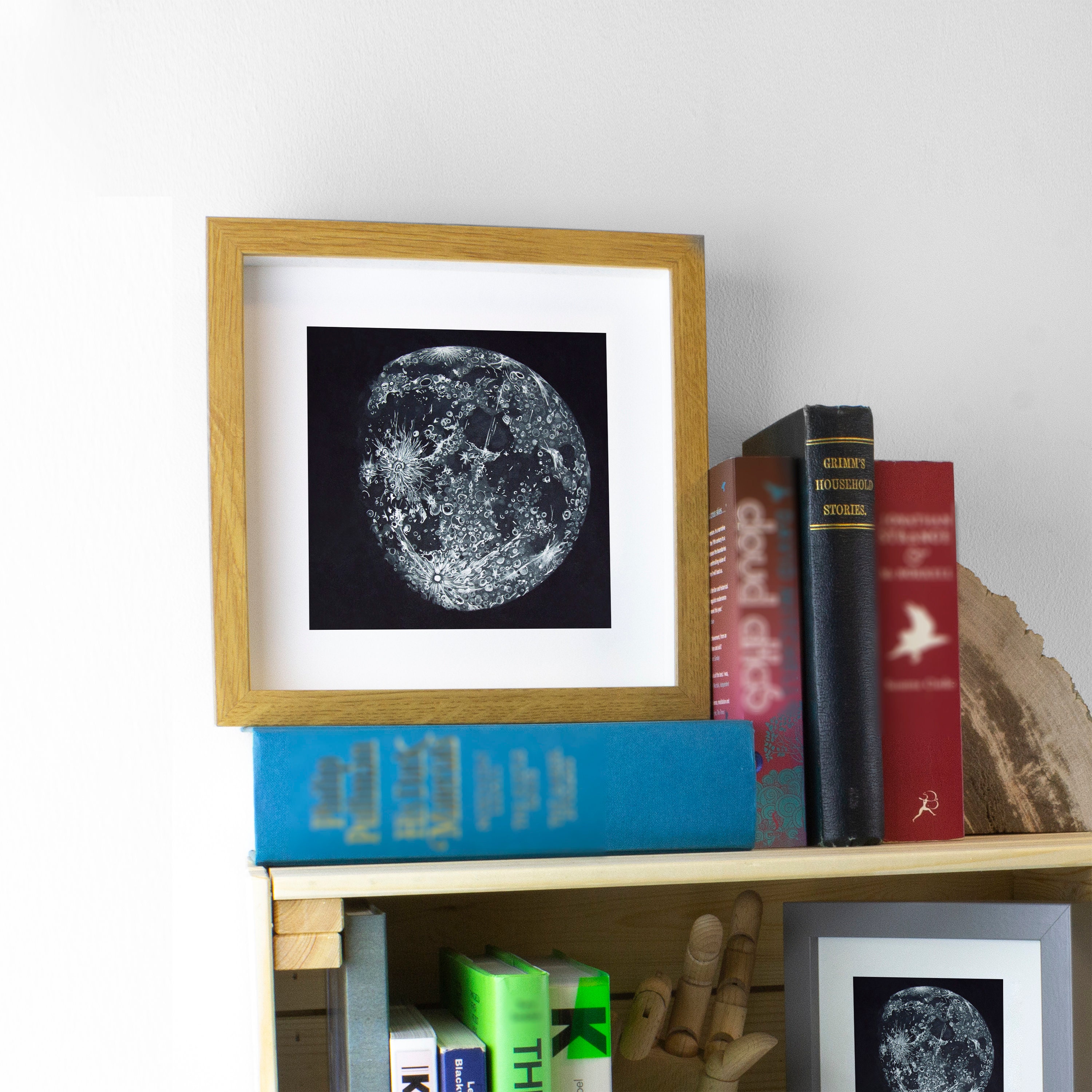 Black Moon Wall Art Gibbous Moon Etching Print - Etsy