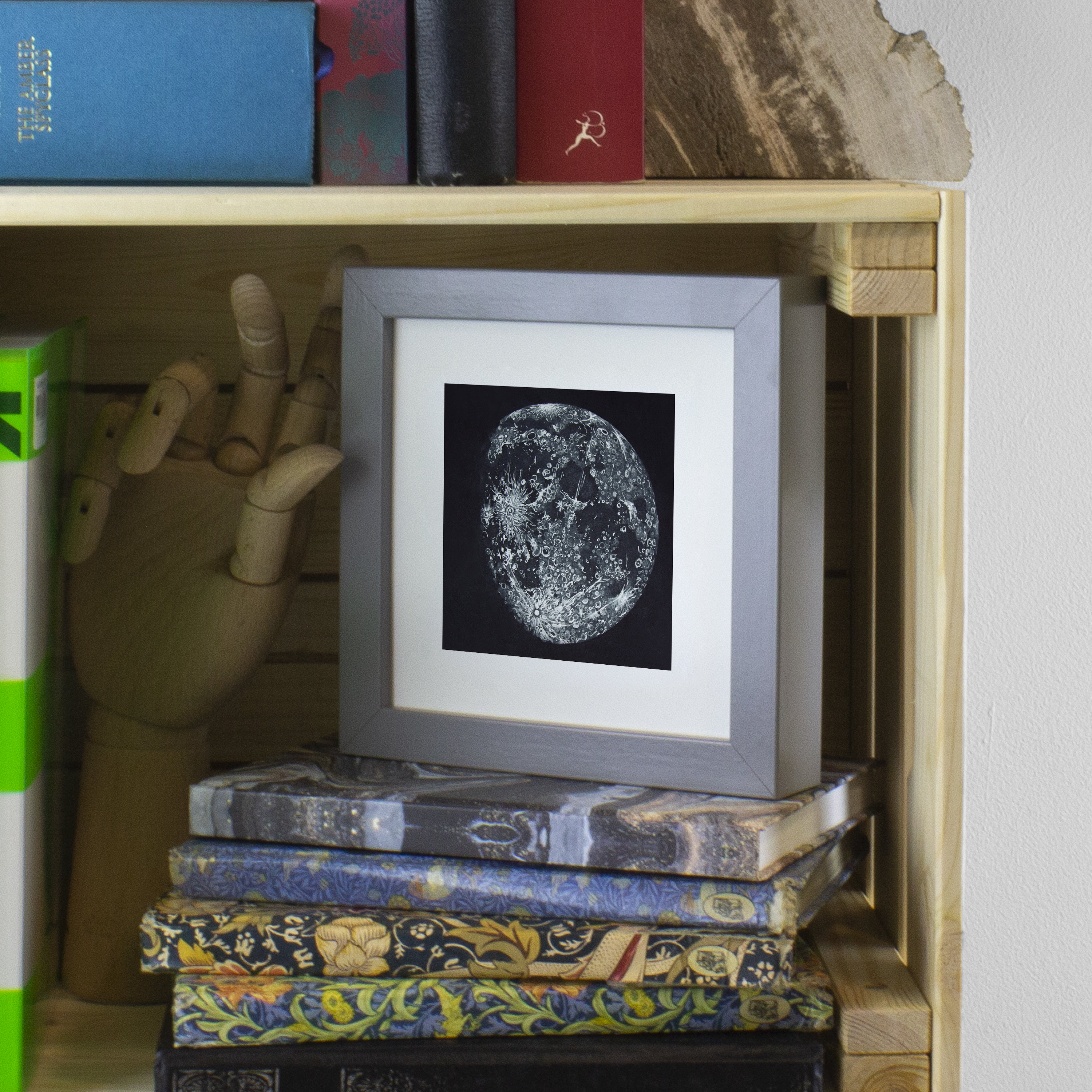 Black Moon Wall Art Gibbous Moon Etching Print - Etsy