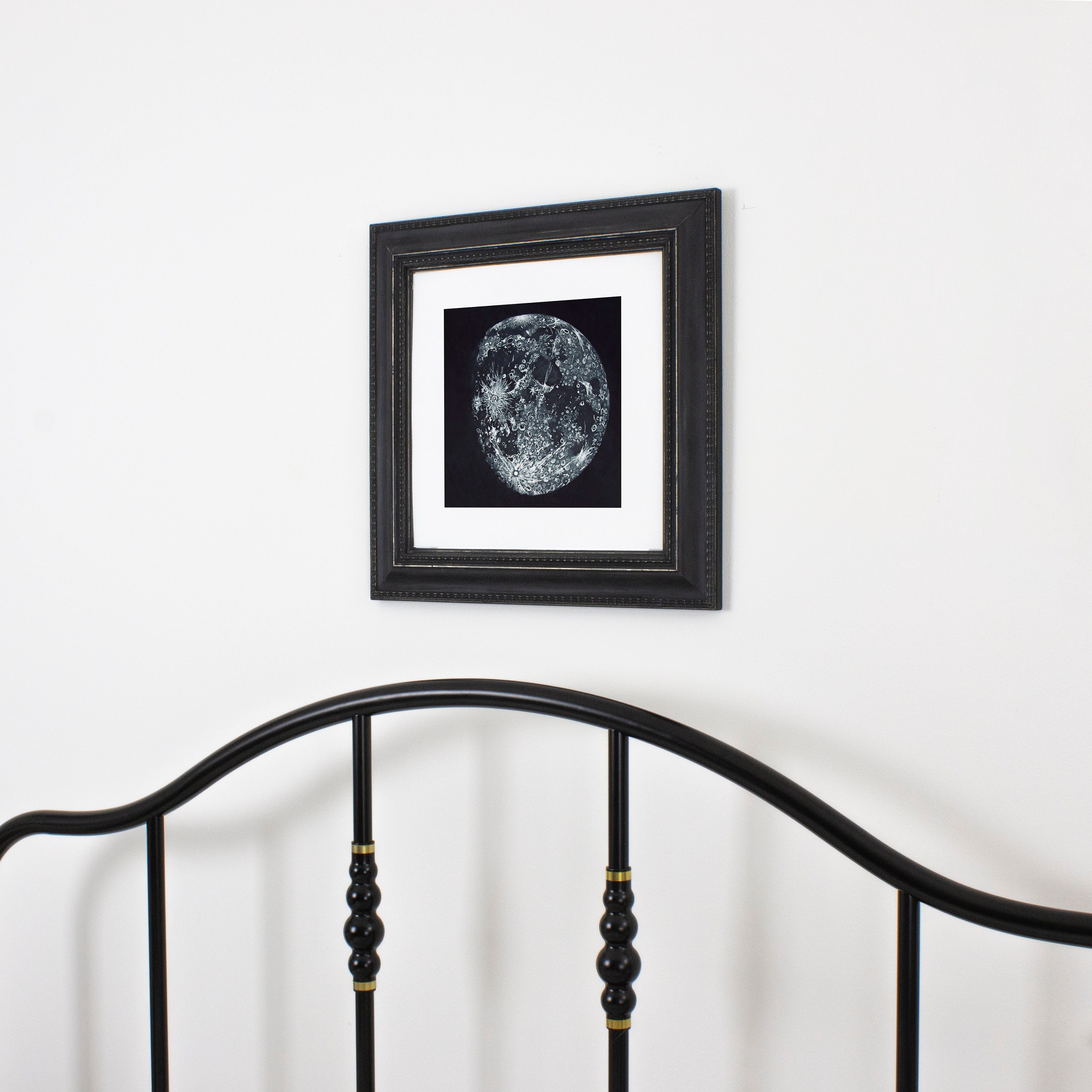 Black Moon Wall Art Gibbous Moon Etching Print - Etsy