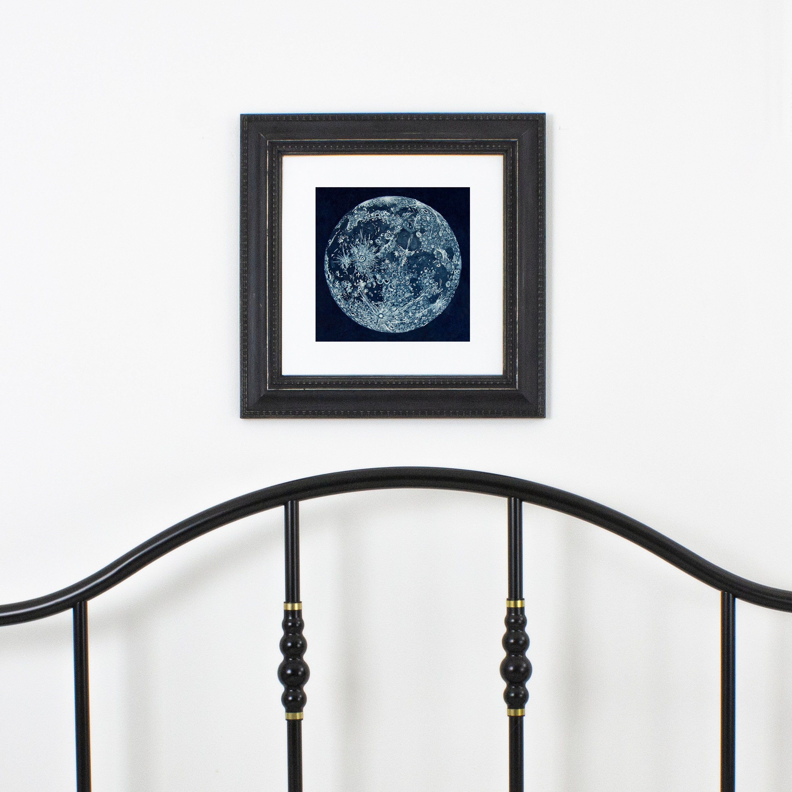 Blue Moon Etching Print, Full Moon Wall Decor - Etsy
