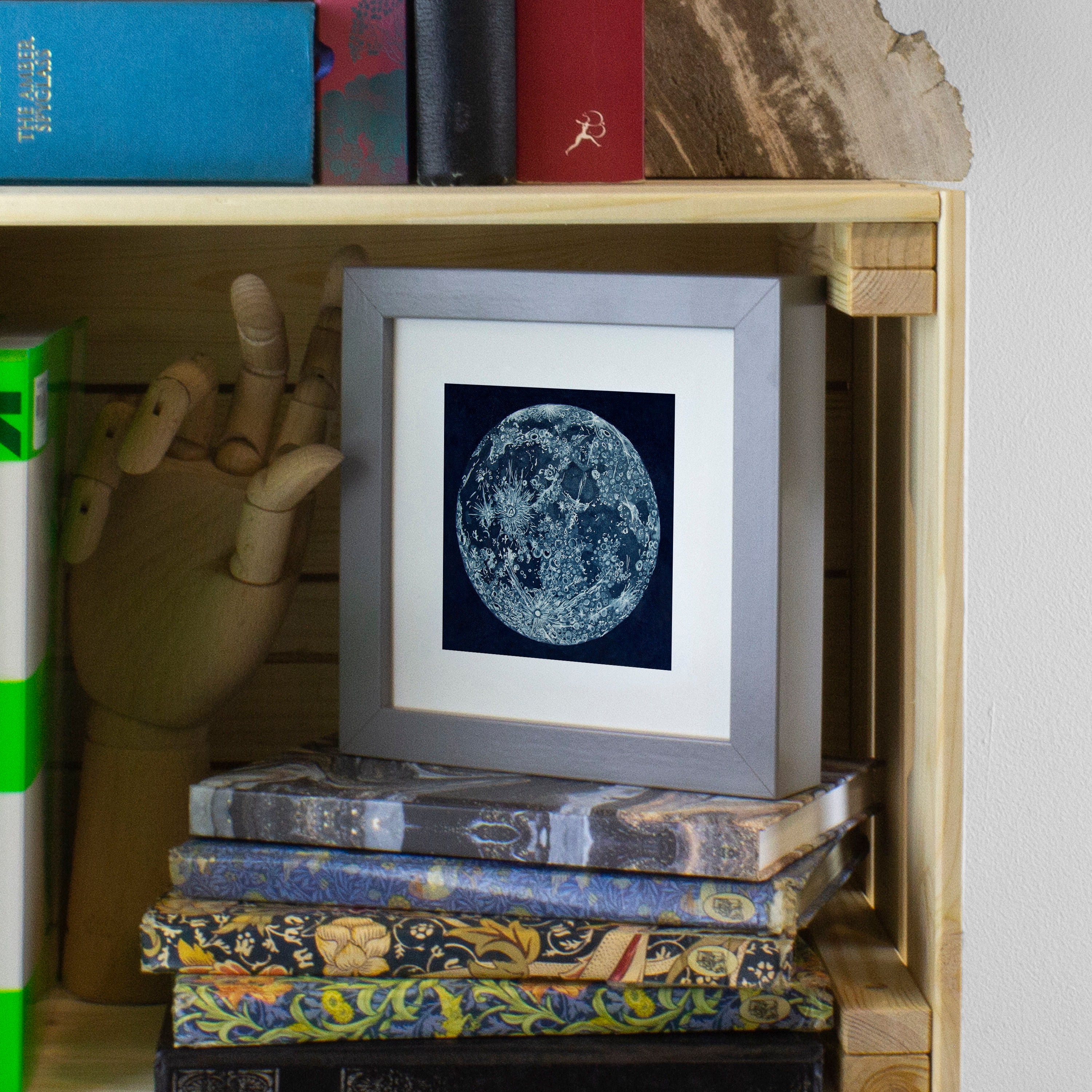 Blue Moon Etching Print, Full Moon Wall Decor - Etsy