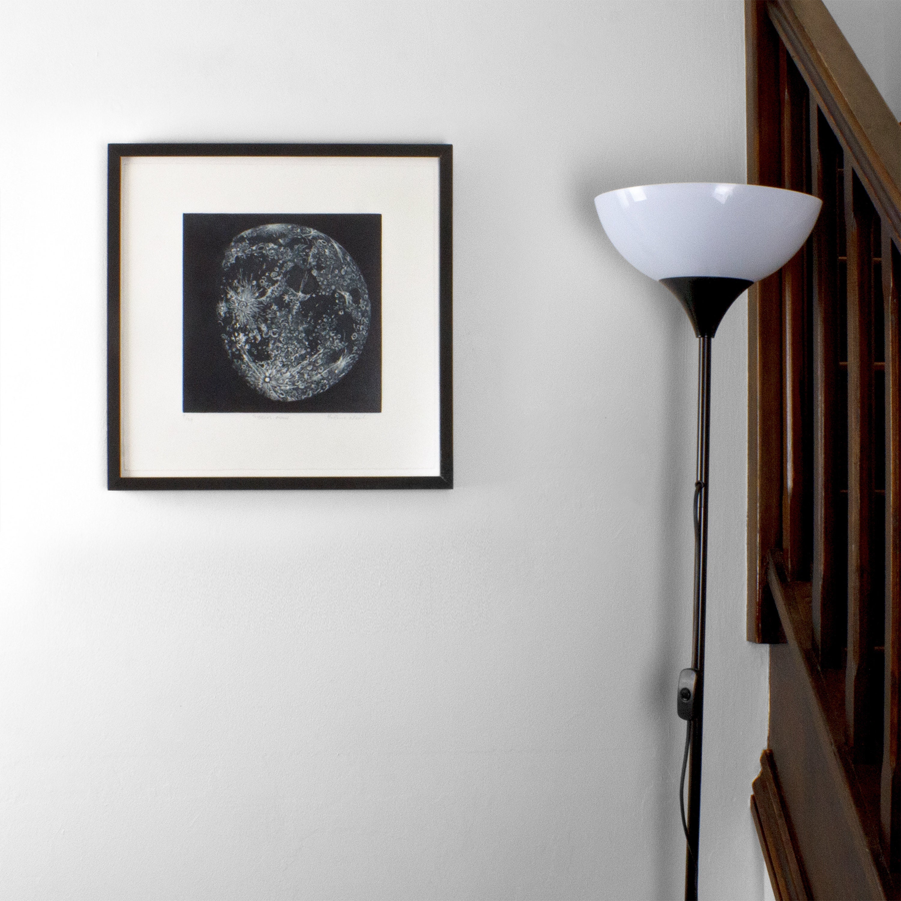 Black Moon Wall Art Gibbous Moon Etching Print - Etsy