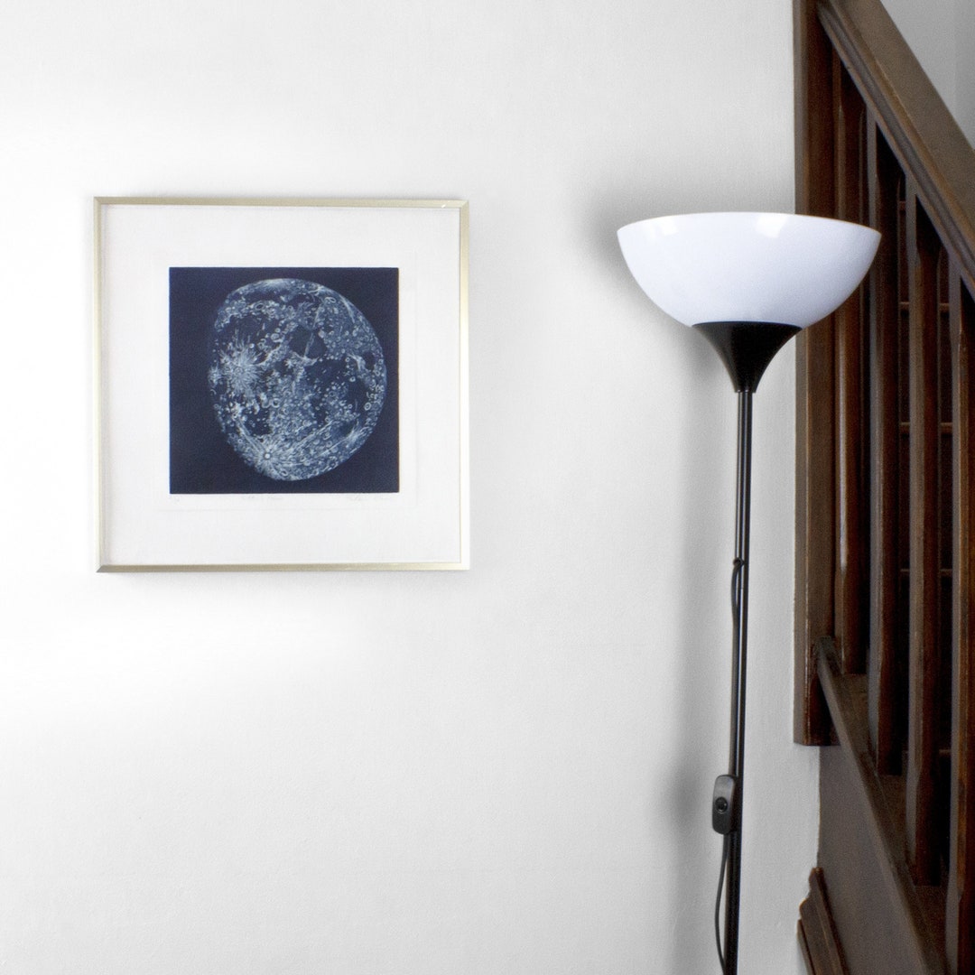 Half Moon Etching Print Blue Moon Wall Decor - Etsy