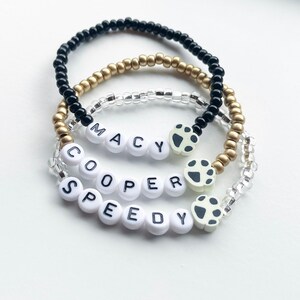 Pet Name Beaded Bracelet Dog Memorial Jewelry Cat Paw Print Jewelry ...