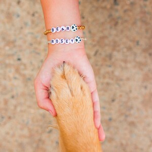 Pet Name Beaded Bracelet Dog Memorial Jewelry Cat Paw Print Jewelry ...