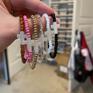 Kids Cross Bracelet Beaded Cross Charm Bracelet for Girls Baptism Gift ...