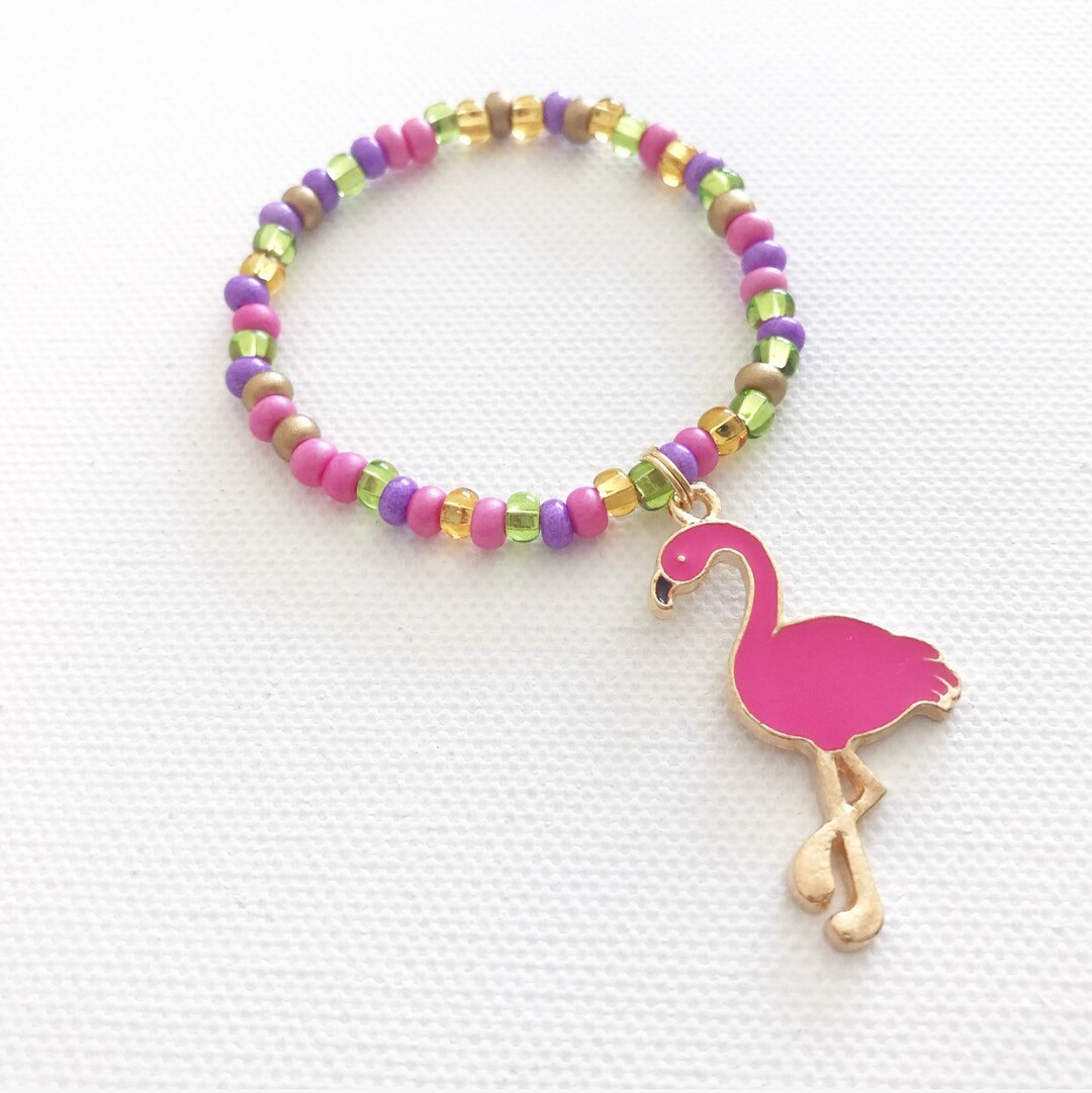 Flamingo Charm Bracelet, Flamingo Bracelet, Flamingo Party Favors for ...