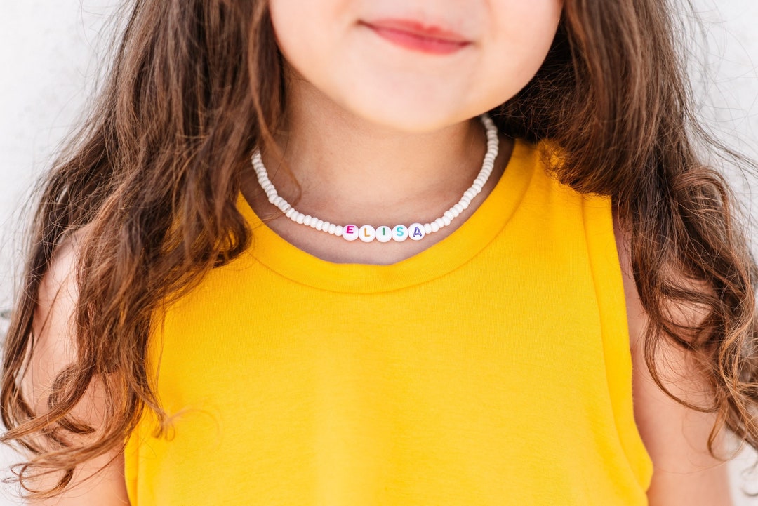 Colorful Toddler Necklace for Girls Name Necklace Personalized Kids ...