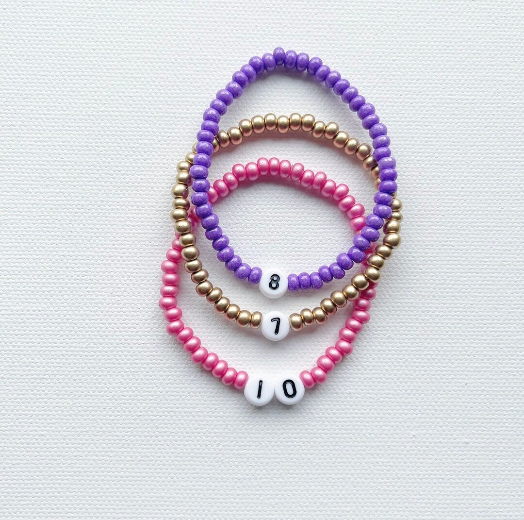 Birthday Number Bead Custom Stacker Bracelet Personalized Age Bracelet ...
