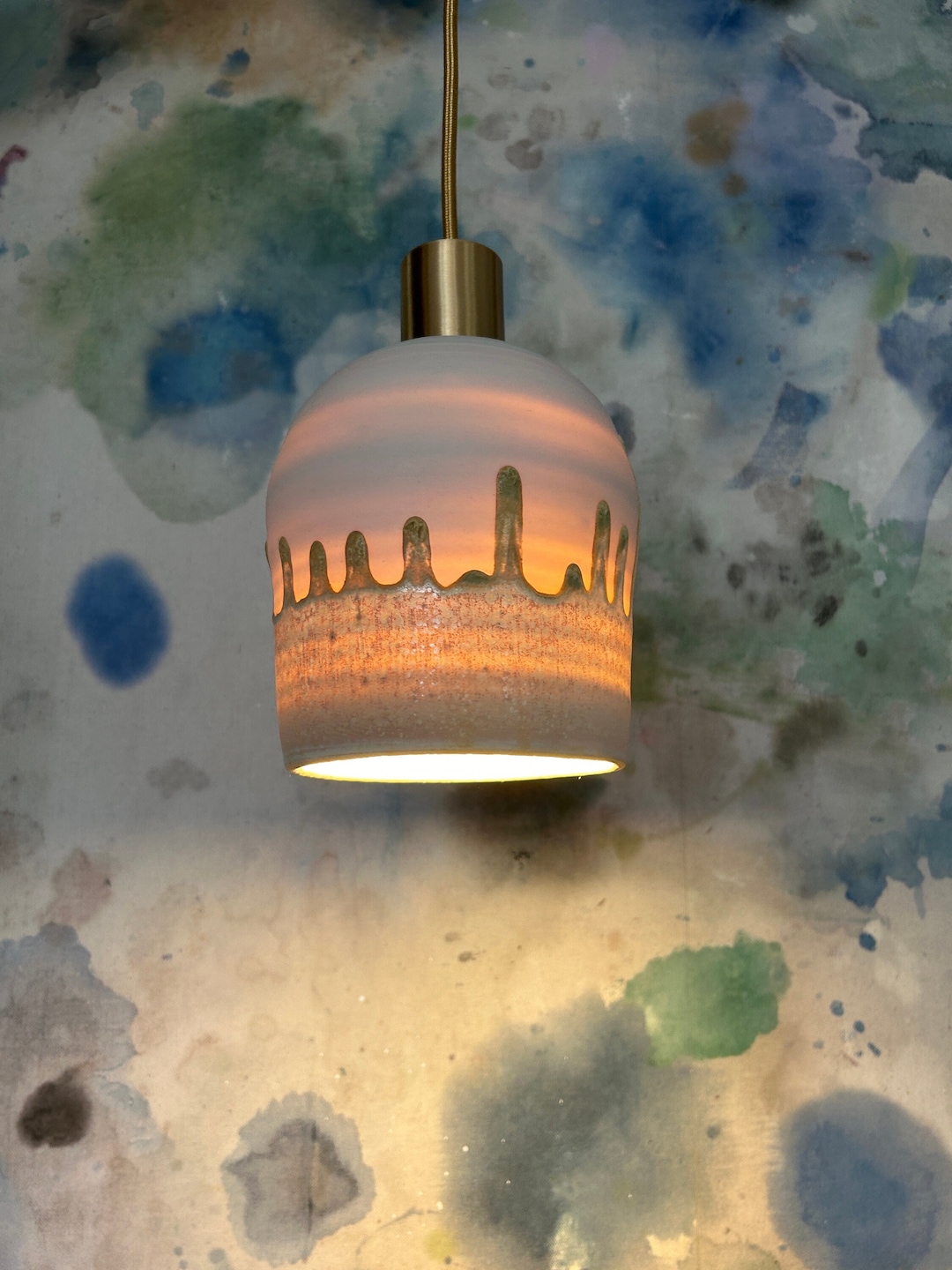 Handmade Porcelain Pendant Light- 6" Handthrown Unique Ceramic Pendant ...