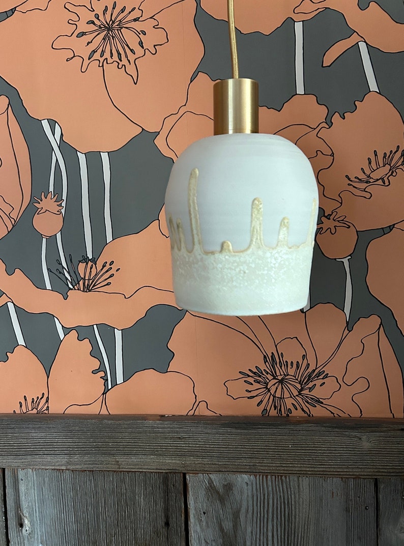 Handmade Porcelain Pendant Light- 6" Handthrown Unique Ceramic Pendant ...