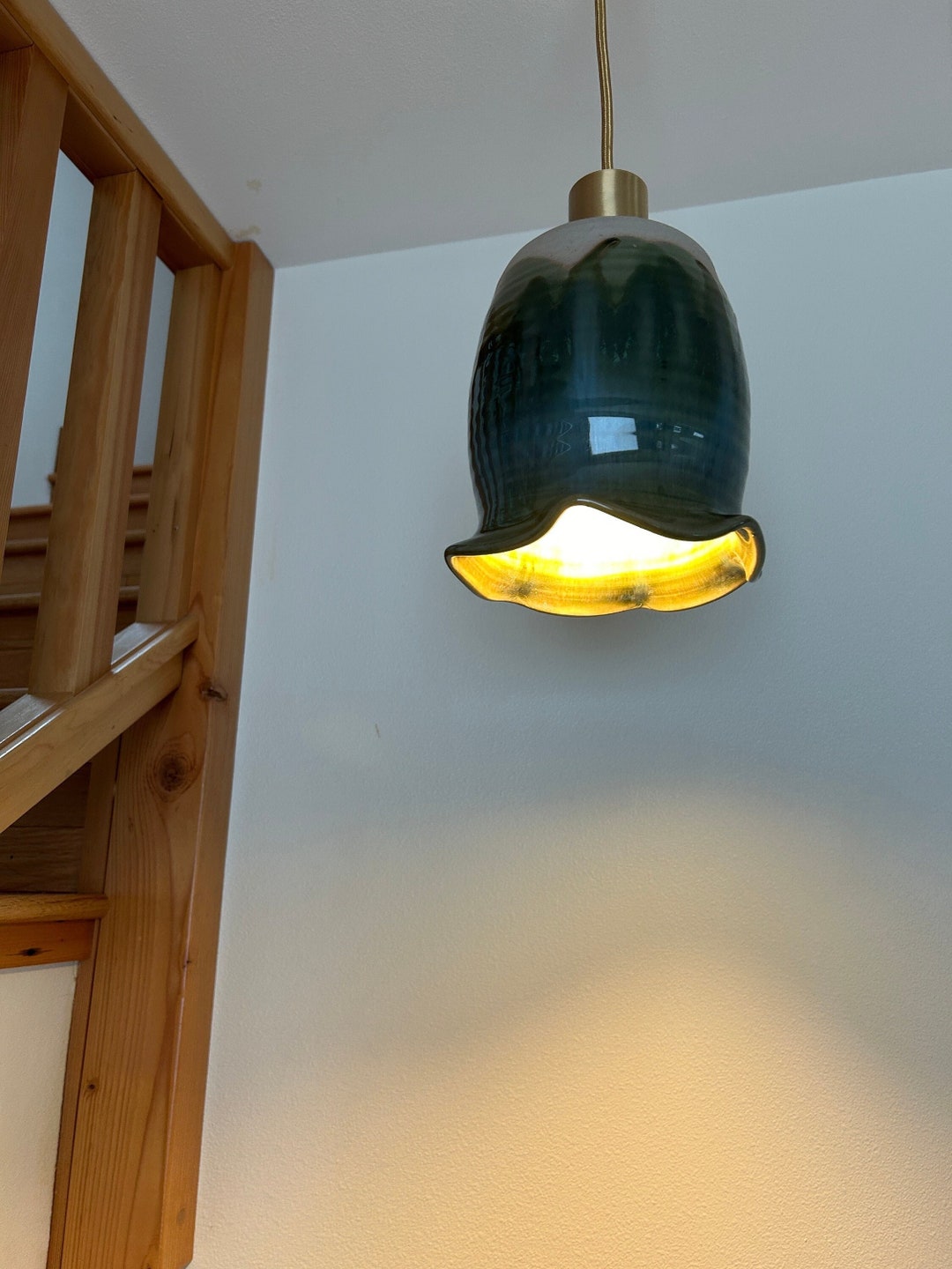 7" Handmade Pottery Pendant Light- Handthrown Unique Ceramic Pendant ...