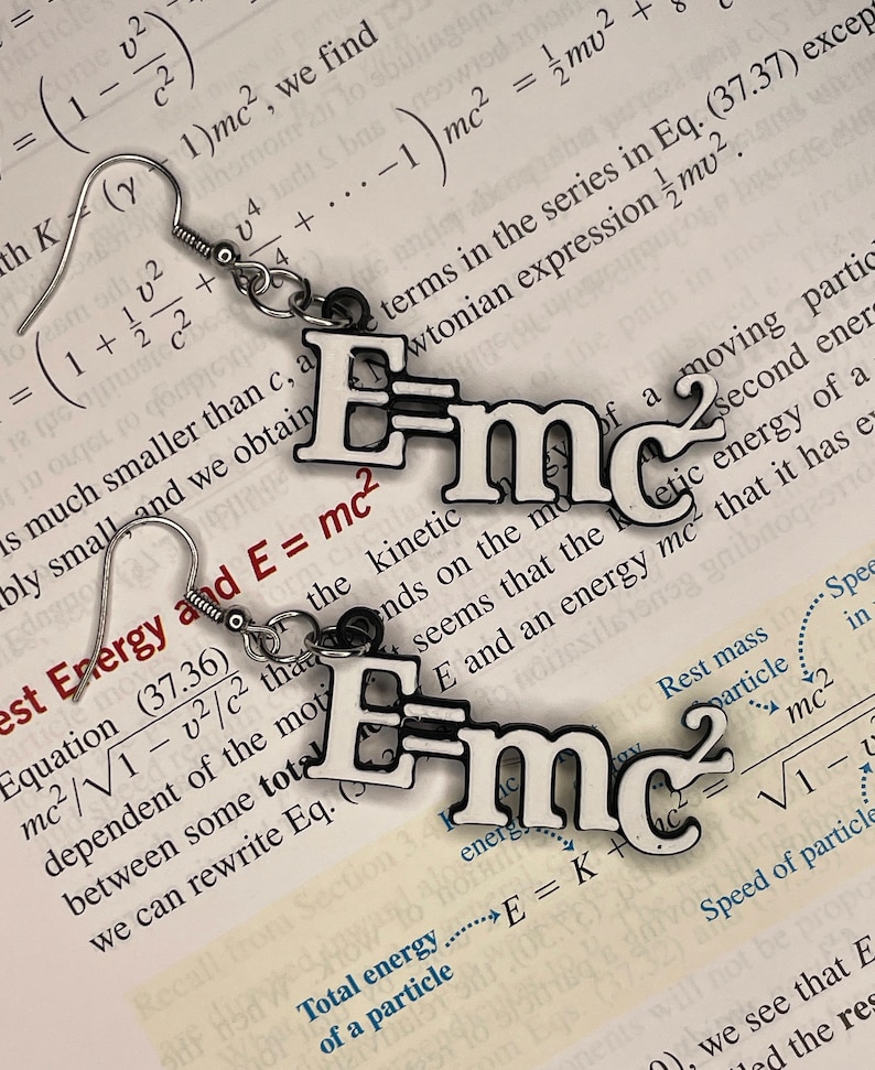 E=mc2 Einstein Equation Physics STEM Earrings or Keychain | 3D Printed ...