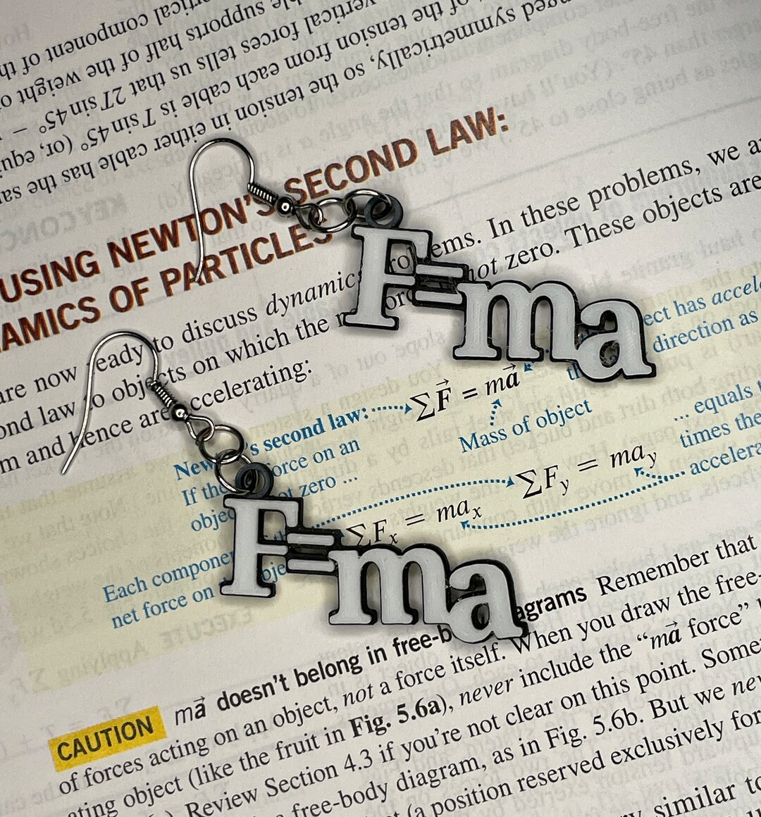 F=ma Physics STEM Earrings or Keychain | 3D Printed - Etsy