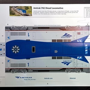 Pair AMTRAK P42 Railroad LOCOMOTIVE #1 and VETERANS #42 Cardstock ...