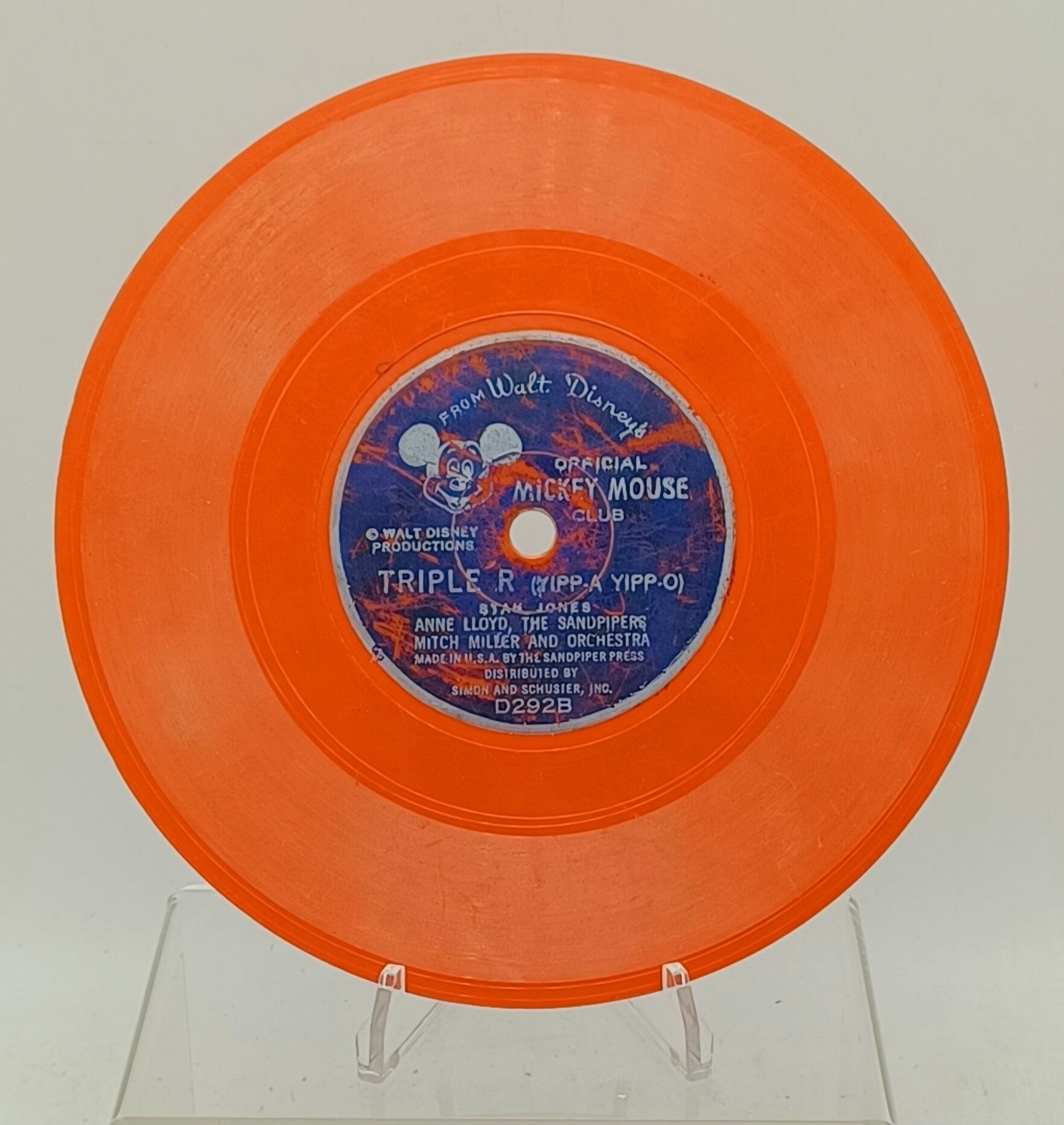 From Walt Disney's Official MICKEY MOUSE Club 78 RPM Orange Vinyl ...