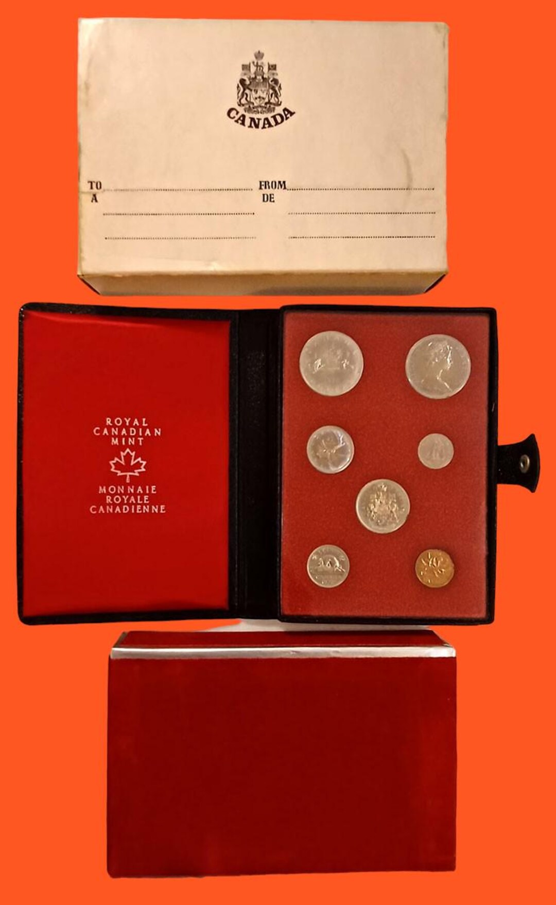 1972 ROYAL CANADIAN MINT Commemorative Seven Coin Double Dollar Set in Presentation Case ...