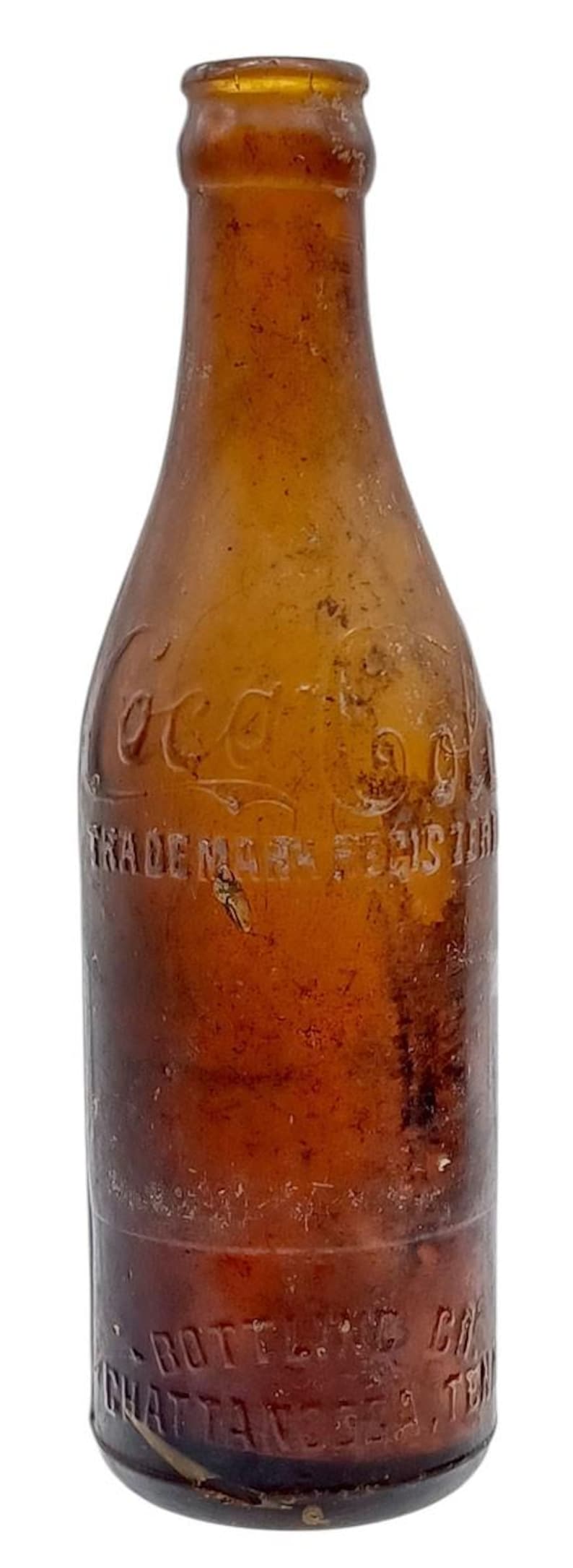 1906-1915 COCA-COLA Amber Glass Bottle CHATTANOOGA, Tennessee Straight ...