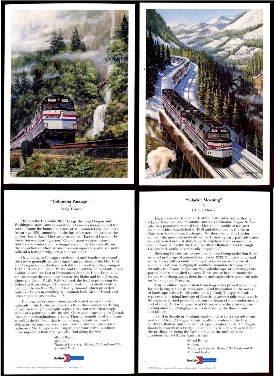 AMTRAK RAILROAD ~ Sealed Pack Pair Train Note Cards ~ Art by J. Craig ...