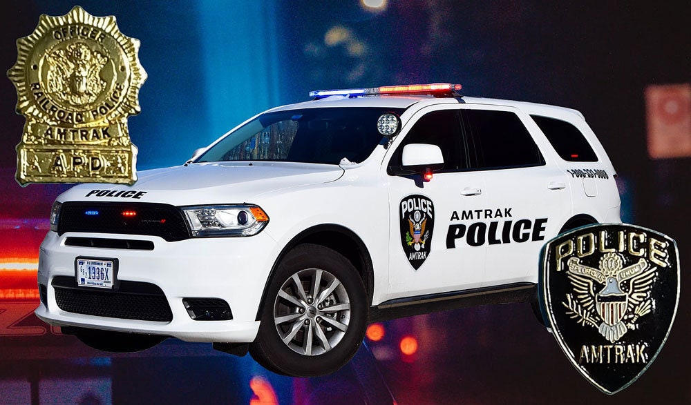 Pair AMTRAK RAILROAD POLICE Lapel Pins Tie-tacs ~ Uniform Patch ...