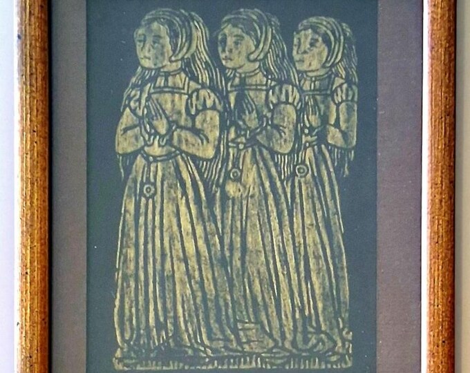 Framed THREE DAUGHTERS of Sir Ralph and Lady Elizabeth VERNEY Brass ...
