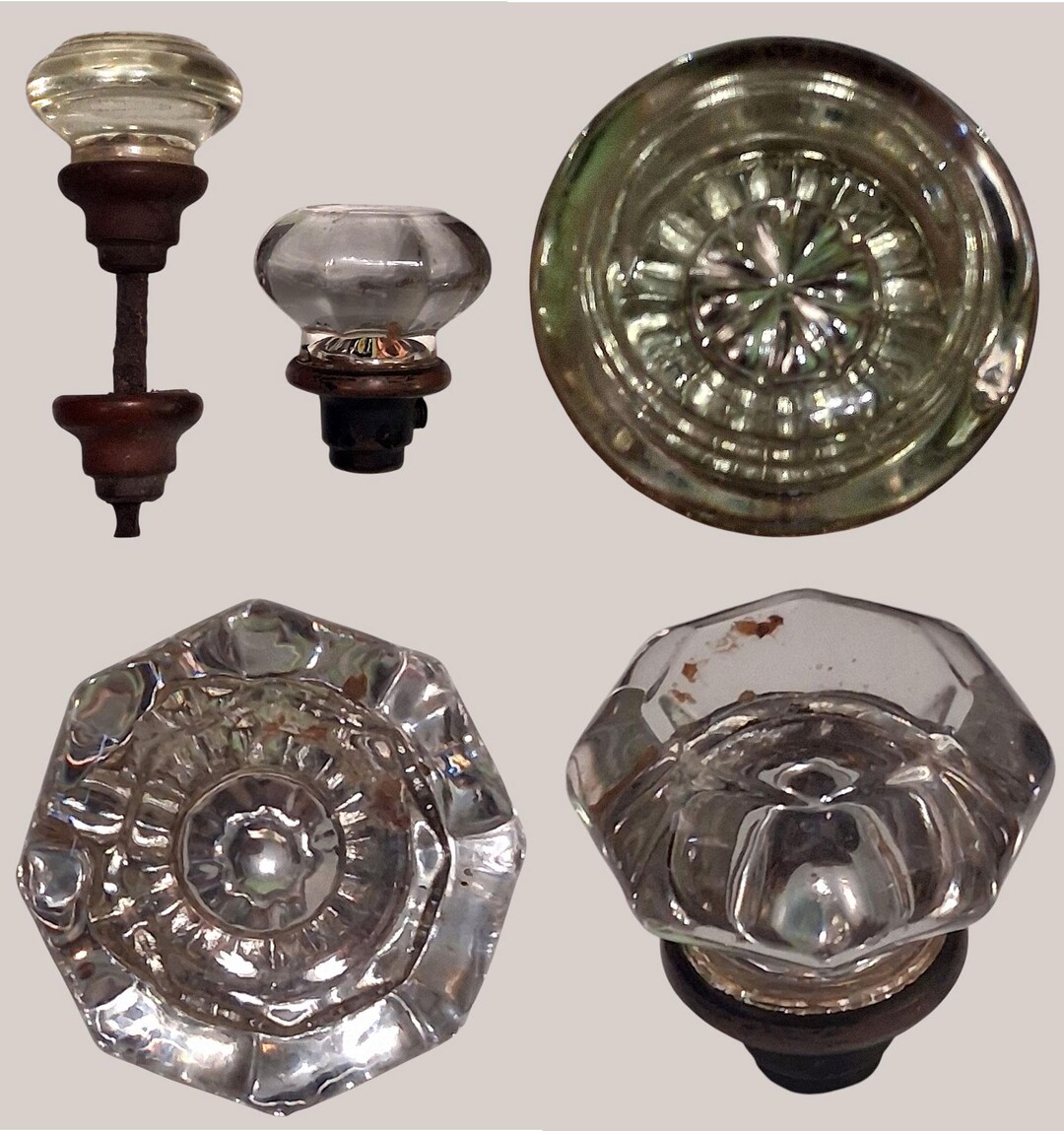 Two Original ANTIQUE VICTORIAN ERA Pressed Glass Door Knobs ...