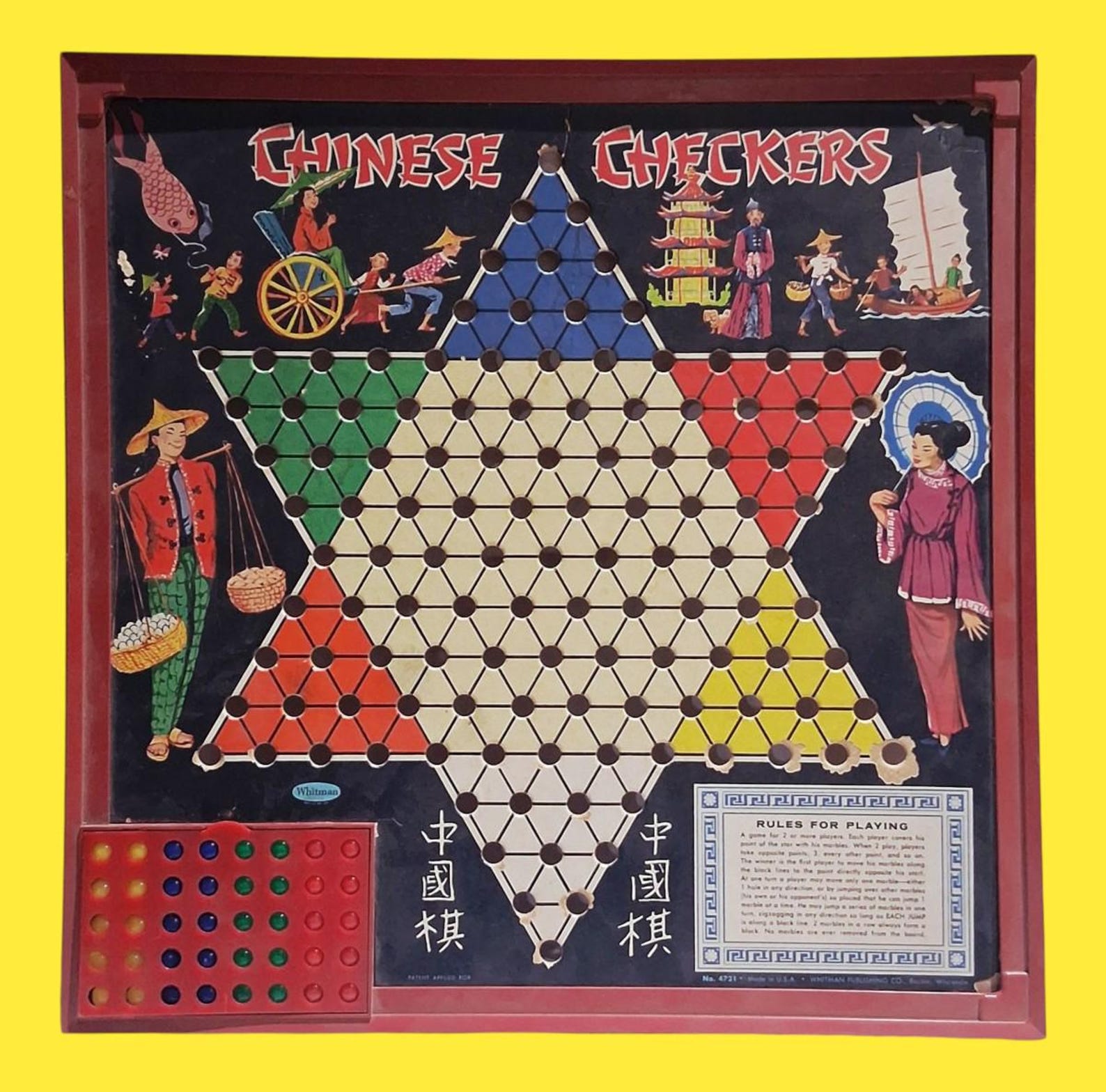 Vintage CHINESE CHECKERS BOARD Game ~ Whitman Model 4271 ~ Mid 20th ...