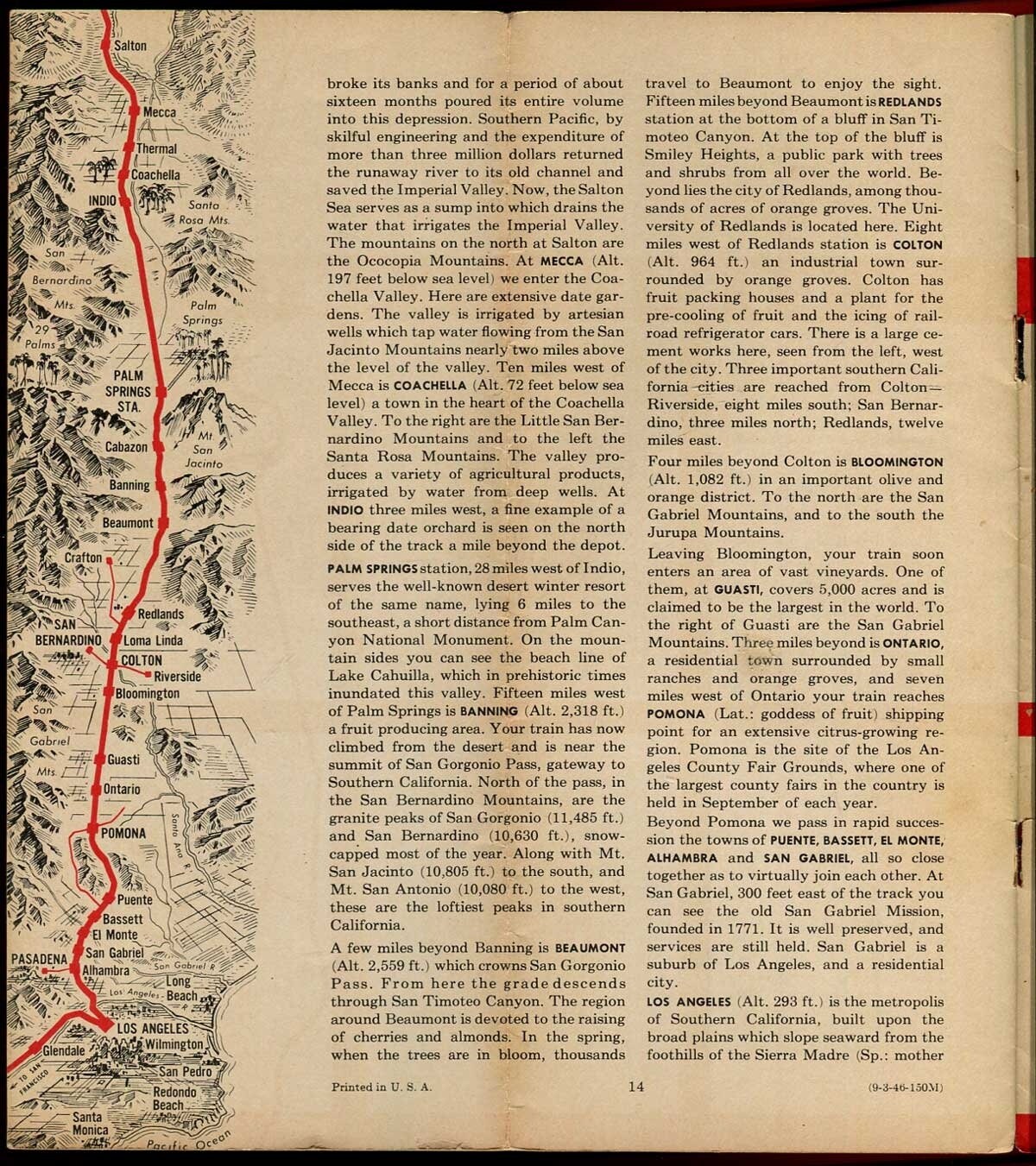 1946 SOUTHERN PACIFIC RAILROAD Sunset Route Maps & Guide New Orleans ...