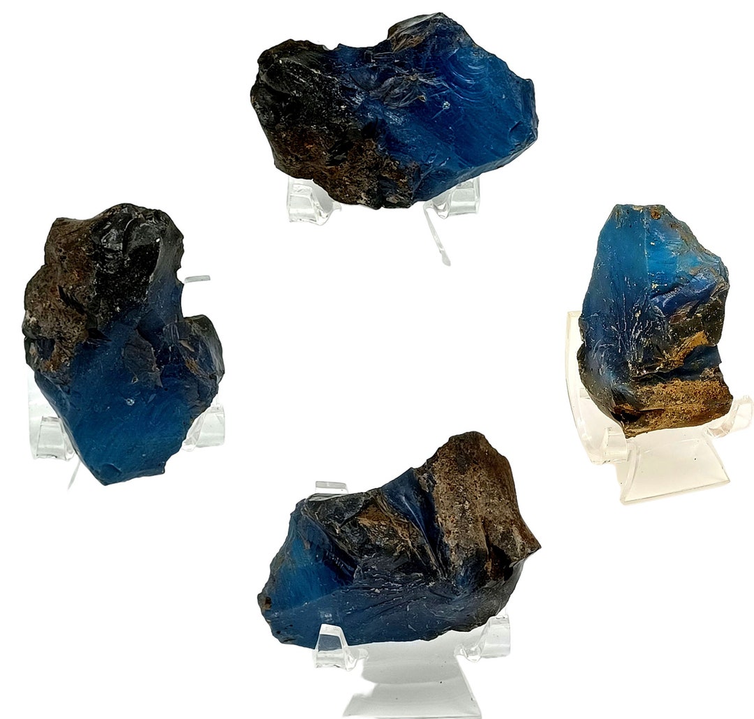 Translucent BLUE to PURPLE on BLACK Obsidian 2.5 Oz. Volcanic Glass ...