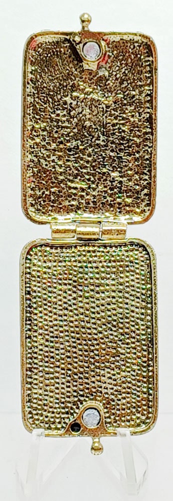 Gold Patina SECRET COIN LOCKET Rhinestones to Elaborate Gadroon Scrolls ...