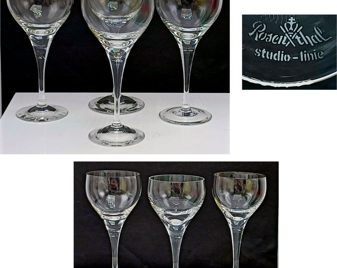 7 ROSENTHAL CRYSTAL Glass Cocktail Bar Stems LOTUS Plain 4 Sherry & 3 ...
