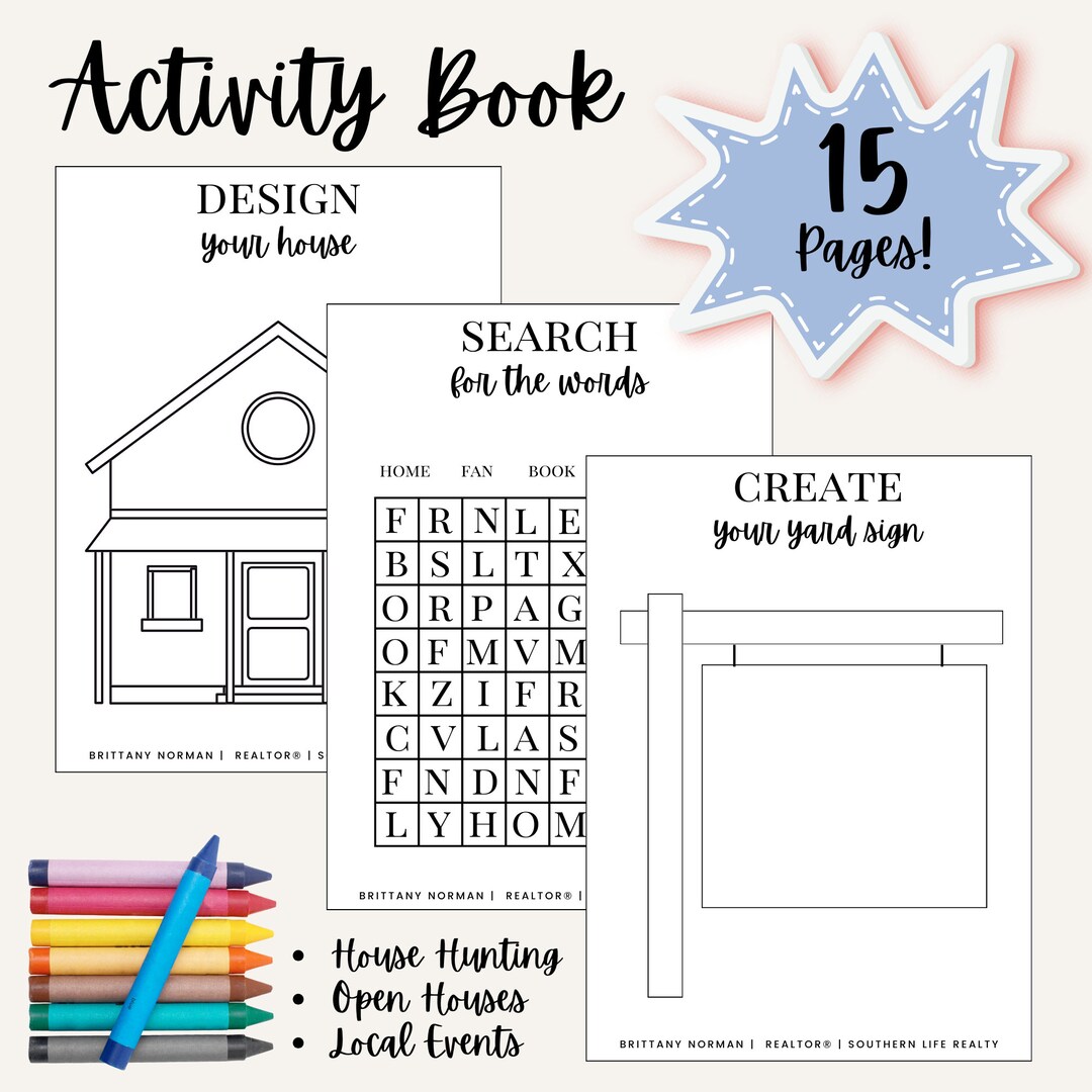 Real Estate Activity Book for Kids - Editable in Canva, Printable Pages ...