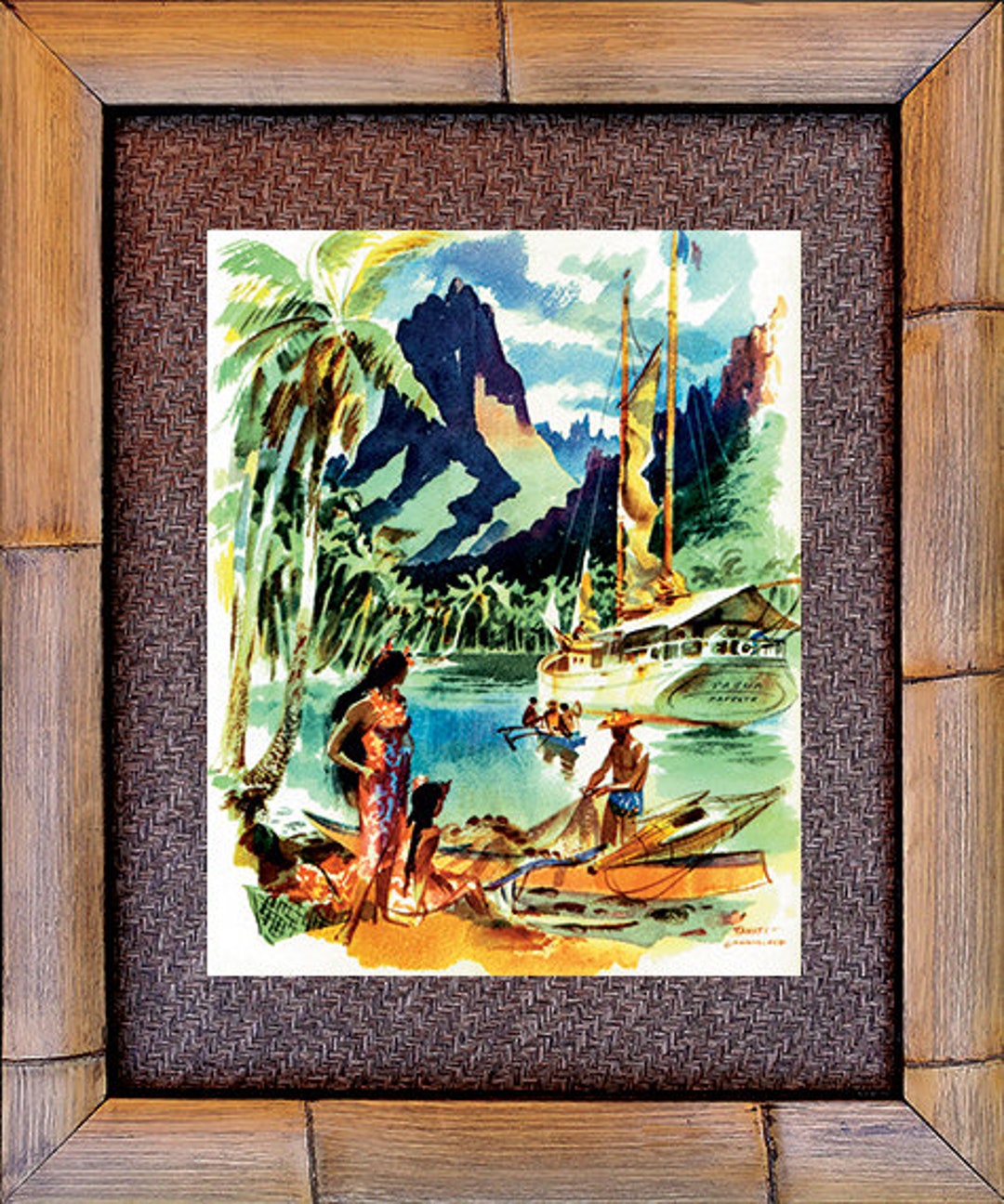 Tahiti Matson Menu 20" X 24" Frame, Grass Mat, Plexiglass - Etsy