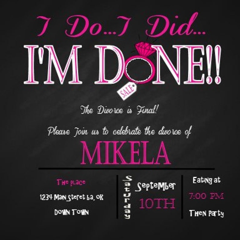 Party Invitation for Divorce Break up IM DONE! - Etsy