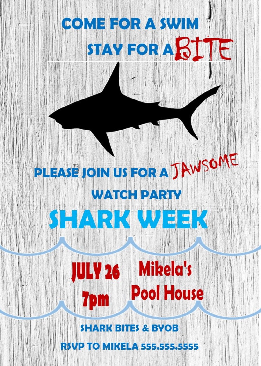 Shark Party Invitation Digital Print - Etsy