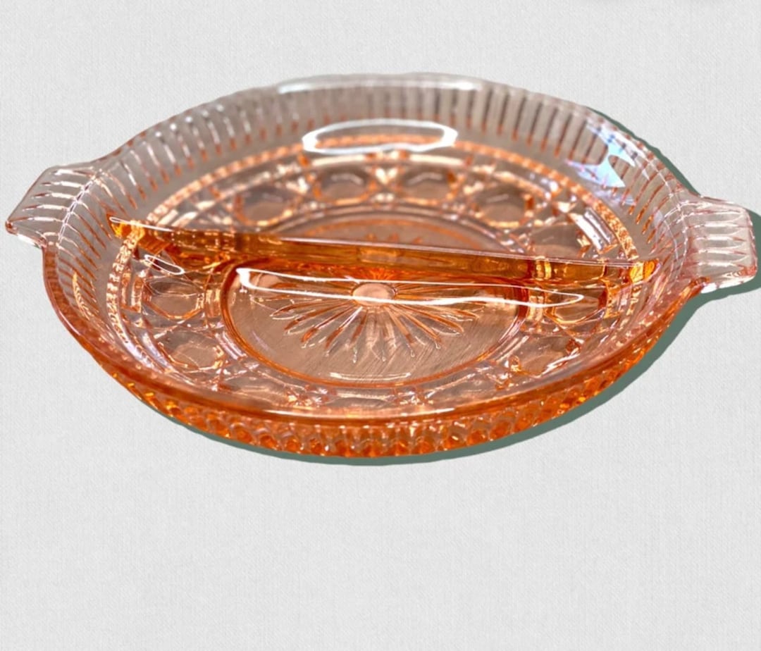Pink Indiana Depression Glass Divided Dish Star Pattern 8" - Etsy