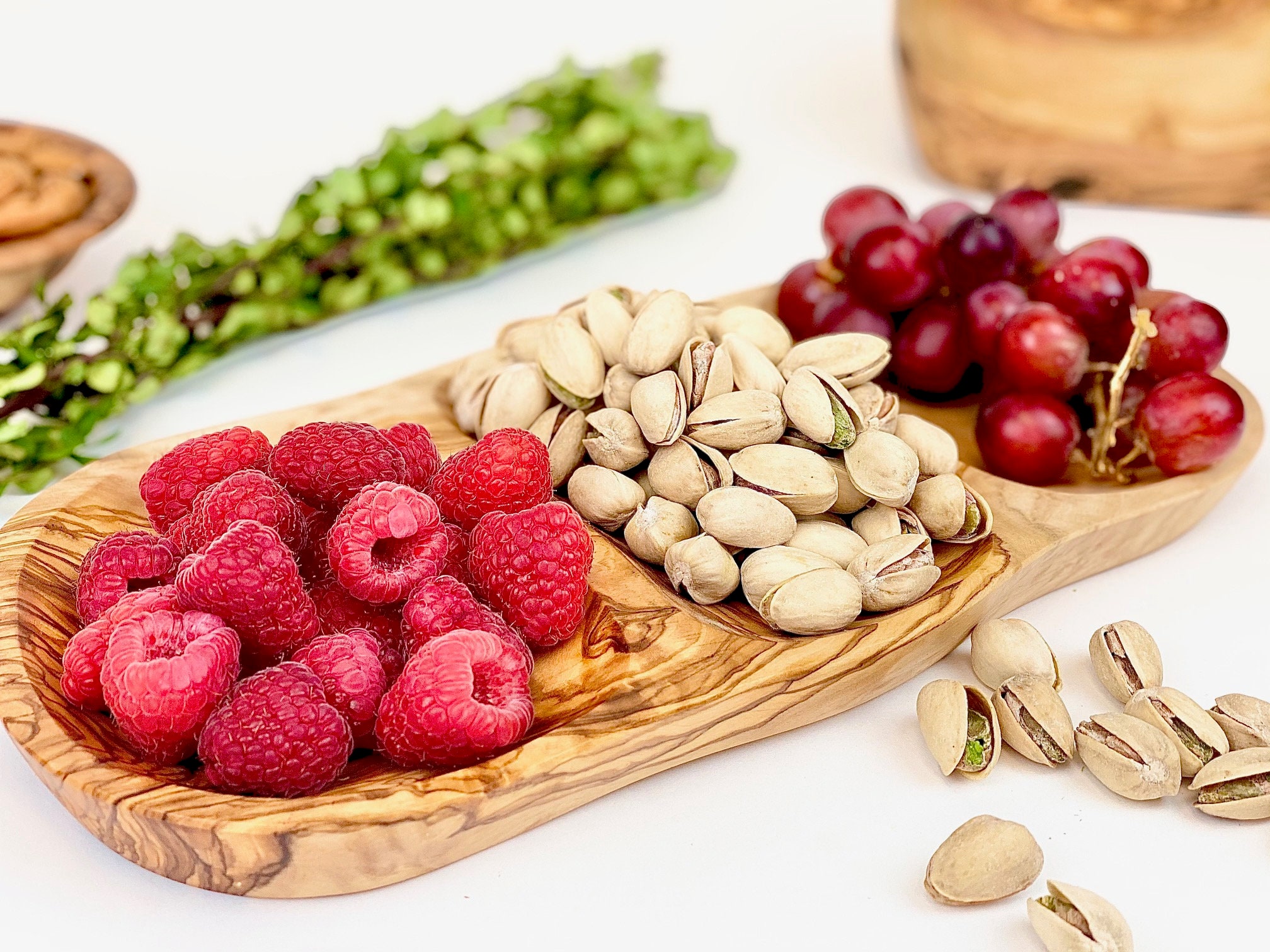 Olive Wood Three Section Tray - Etsy