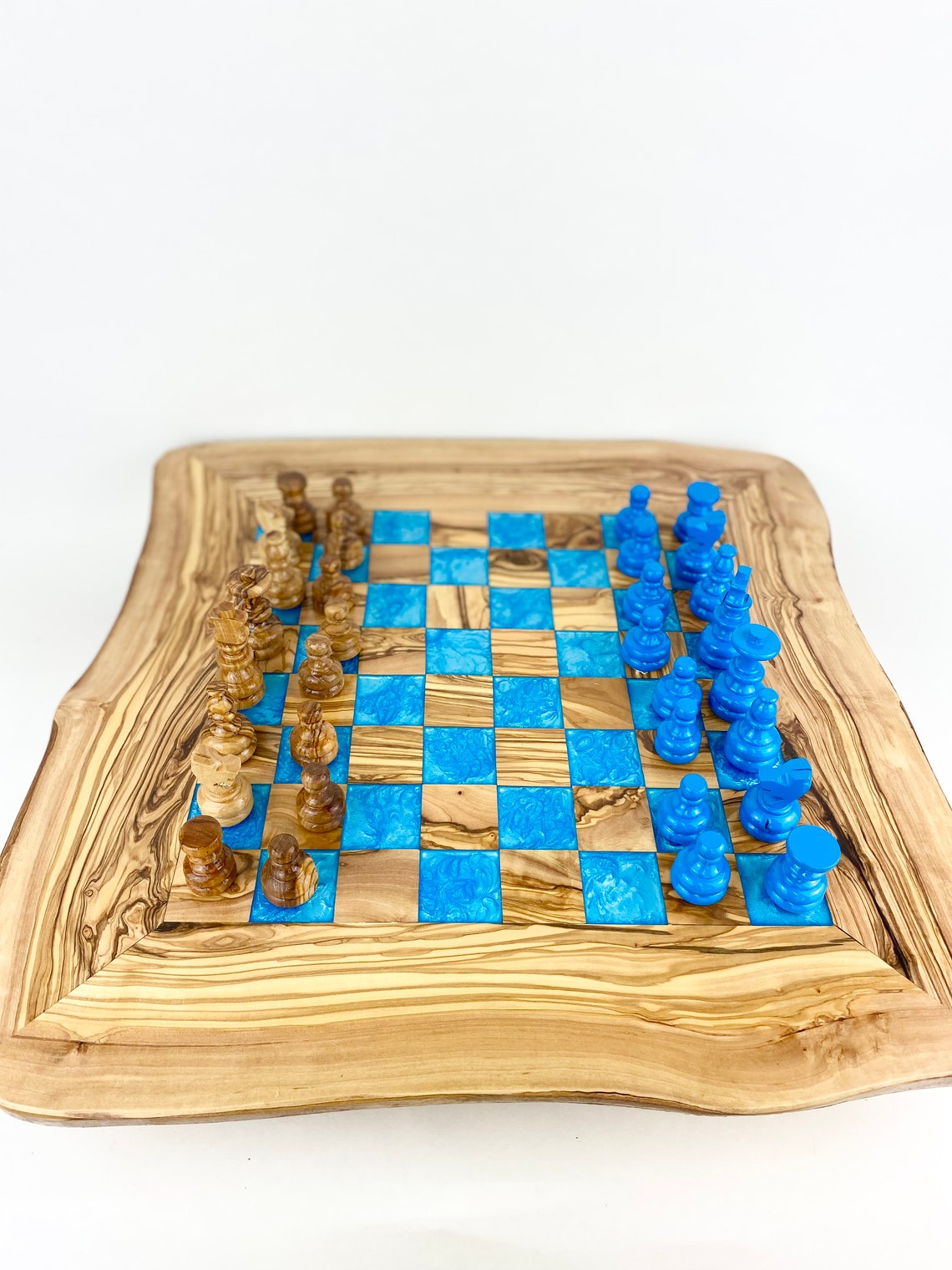 Olive Wood Resin Chess Board - Etsy