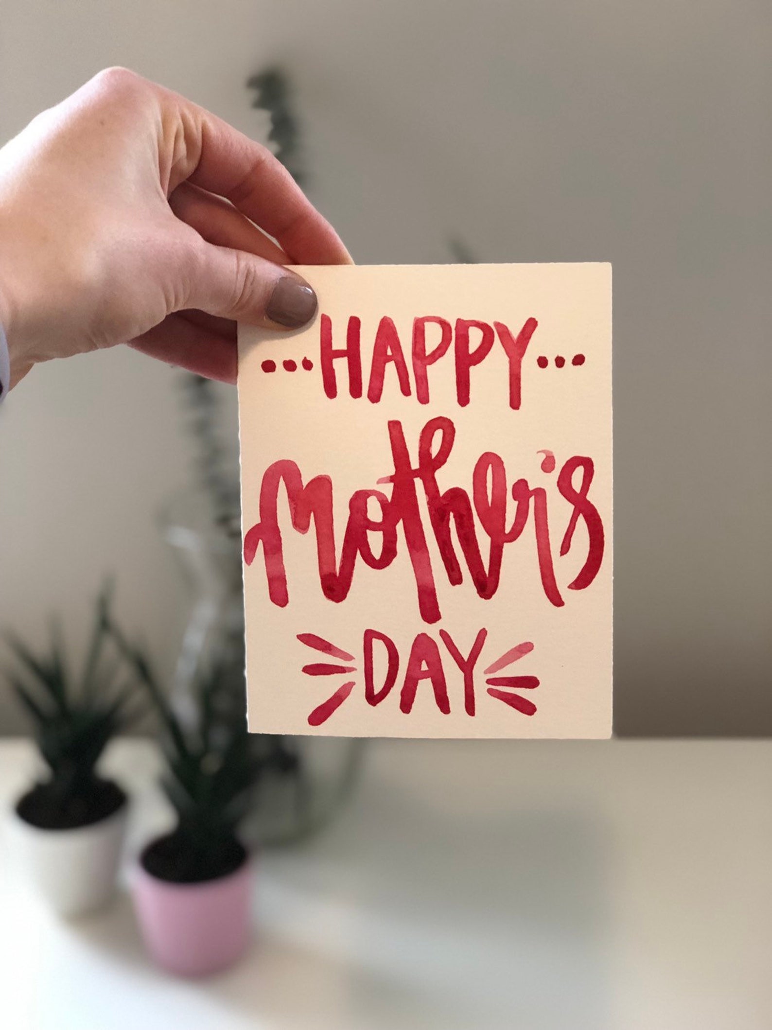 Happy Father's or Mother's Day Customizable Watercolour Greeting Card ...